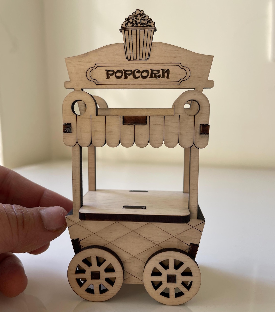 Handmade Laminated Wooden Popcorn Cart , Mini Popcorn Cart, Mini Snacks ...
