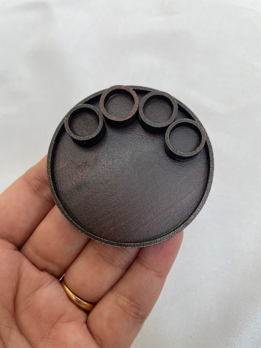 Set of 10x Walnut Wood Food Plate With Bowl (5.5cm) Shapes Cutout ...