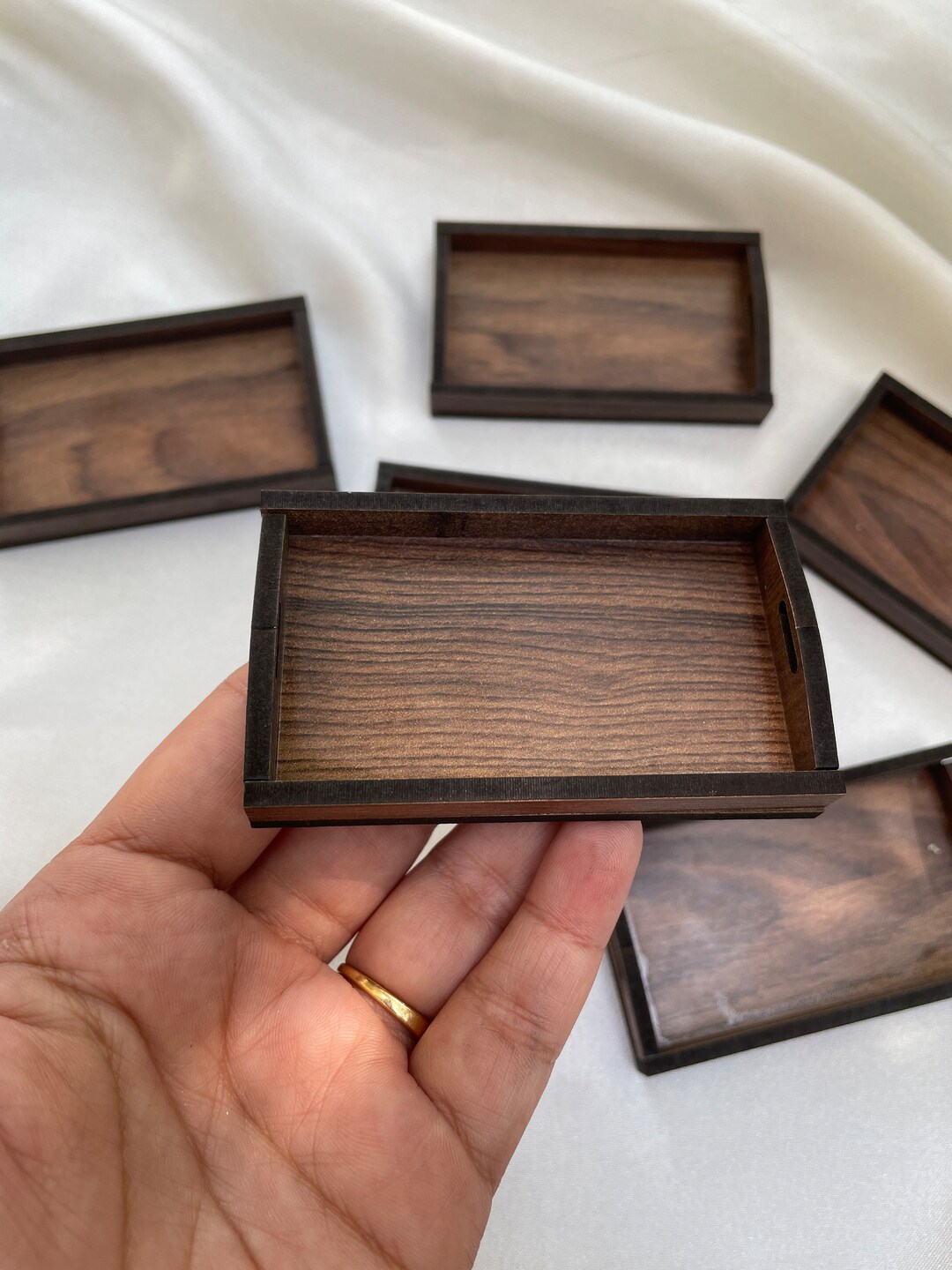 Set of 10x Mini Wooden Tray (7.5cm) Shapes Cutout, ,craft Tag ...