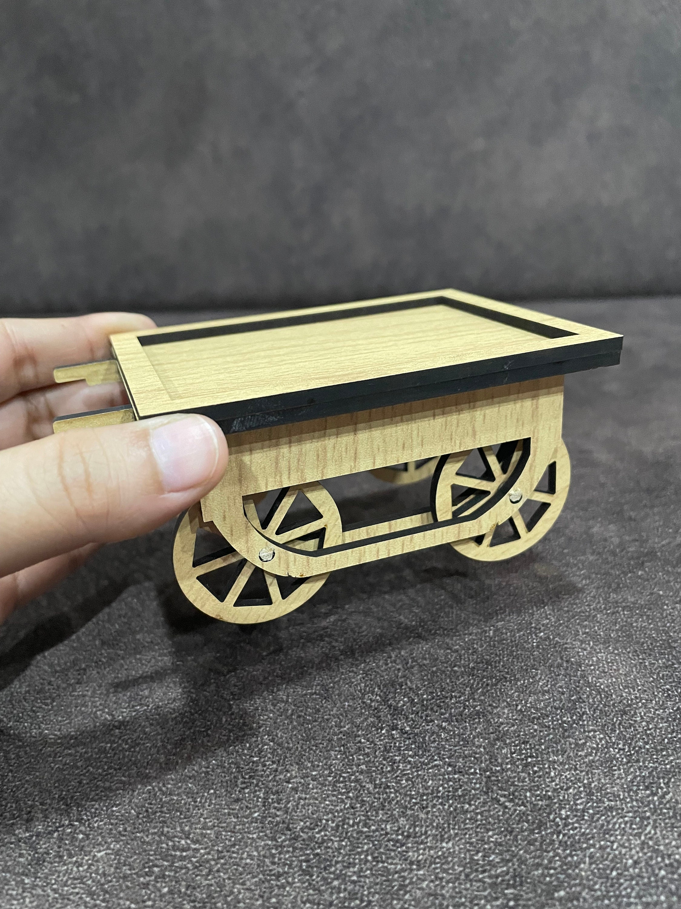 Wooden Cart on Wheels Wooden Cart Serving Tray Big Trolley - Etsy