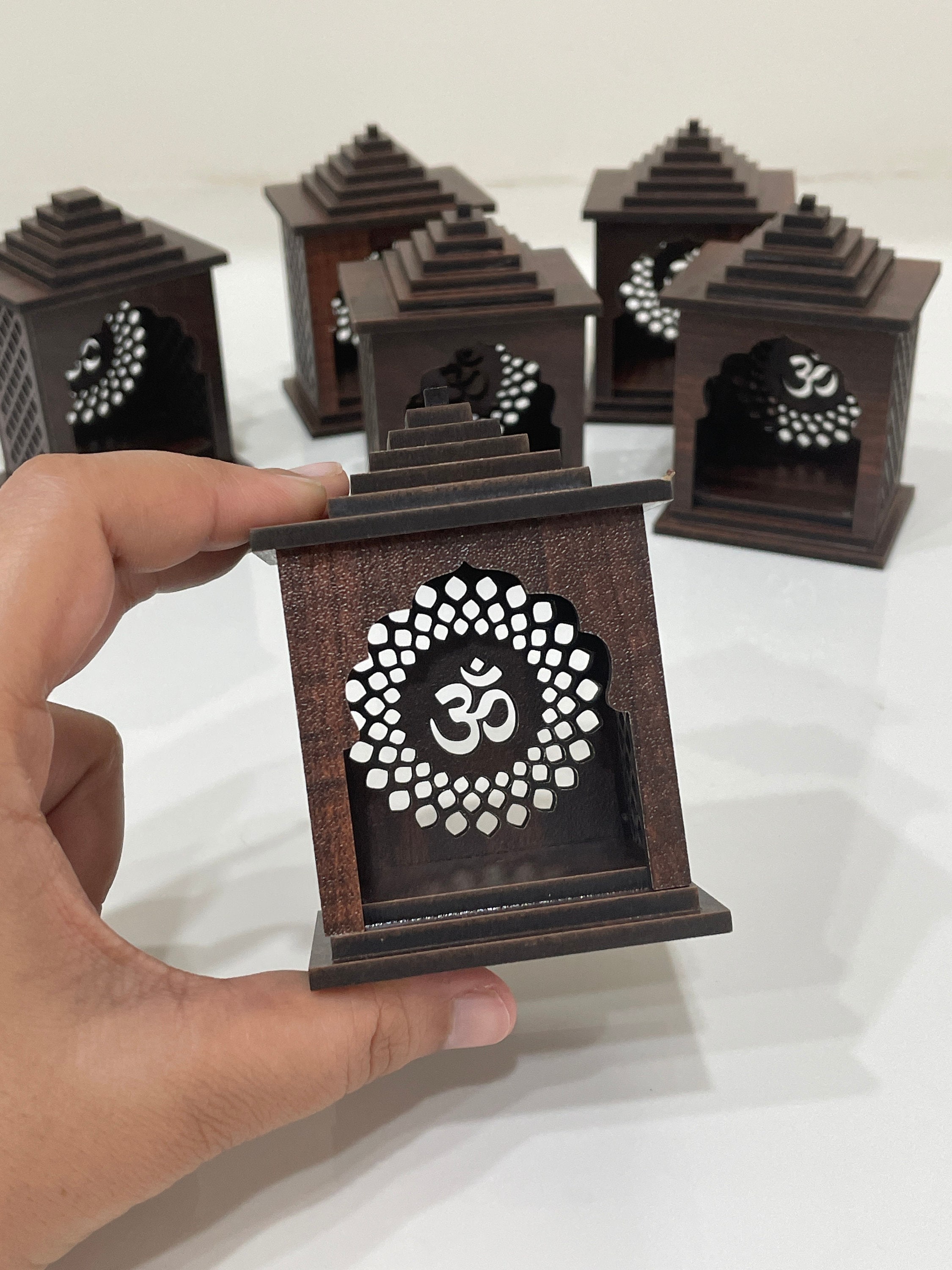 Miniature Walnut Wooden Temple (6cm), Mini Temple , Indian Wooden House ...