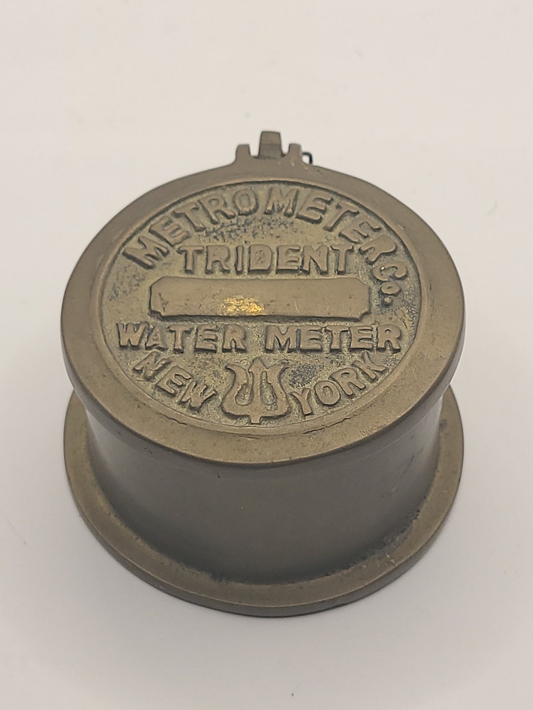 Brass Metrometer Co. Trident Water Meter Trinket Box NY. Lid Made Into ...
