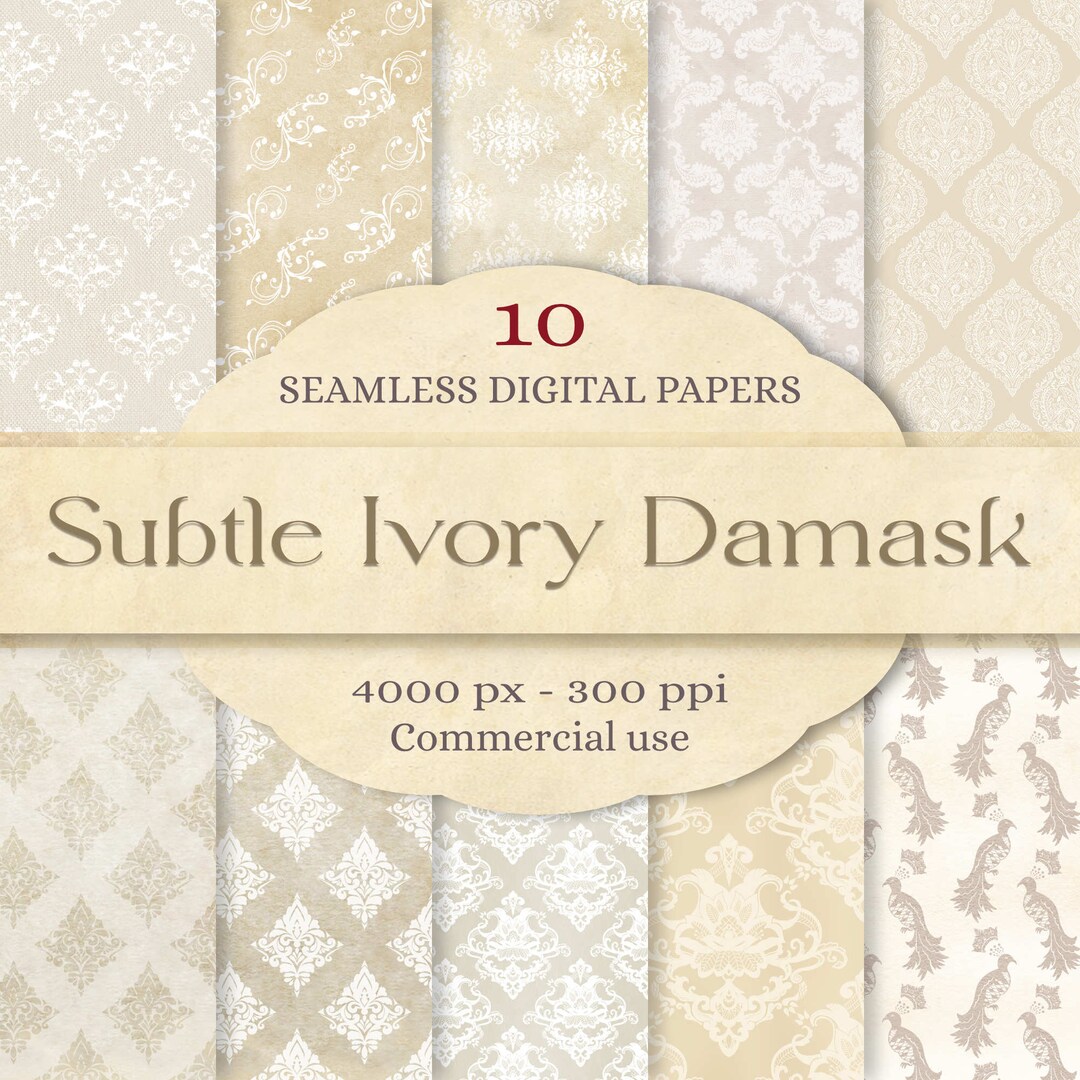 Damask Digital Papers Subtle Ivory Damask Seamless Large Size 4000 Px ...
