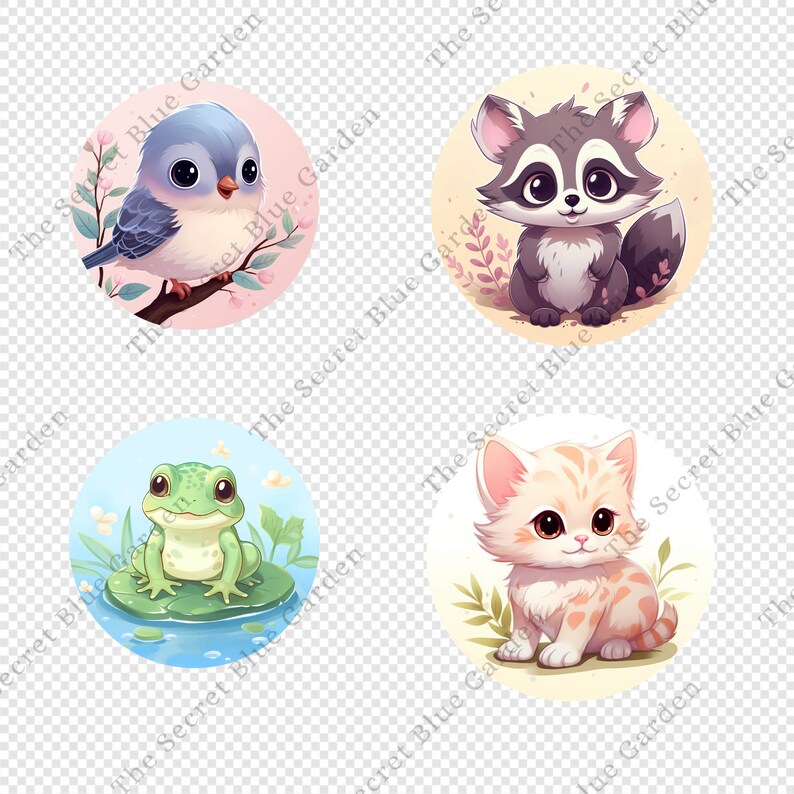 Cute Baby Animals PNG Clipart for POD, Stickers, Scrapbooking, DIY ...