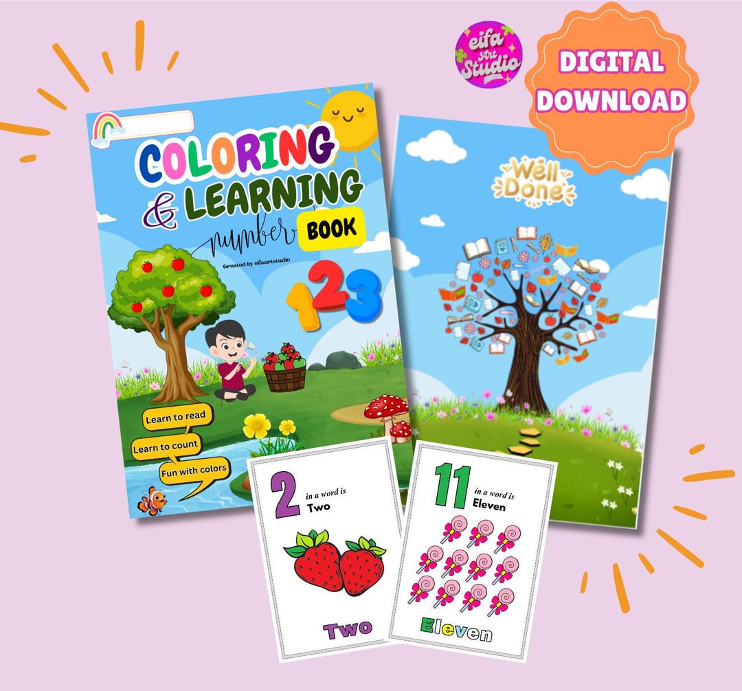 123 NUMBERS Book, Baby's First Book, Printable Colouring and Learning ...