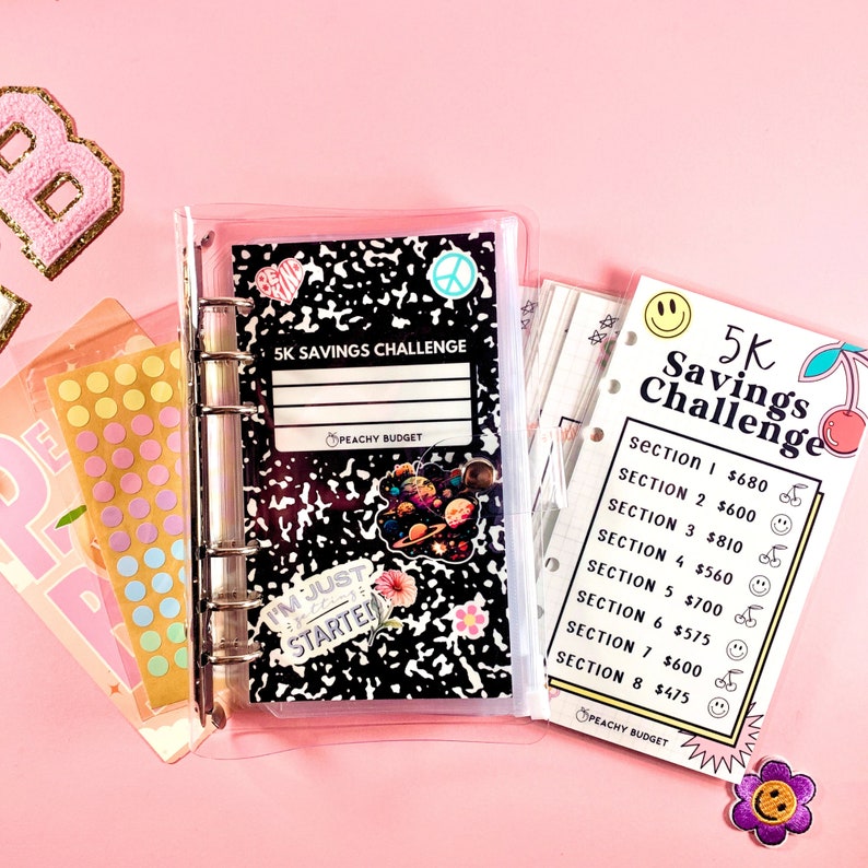 5k Savings Challenge Binder: Laminated Trackers & Cash Envelopes - Etsy