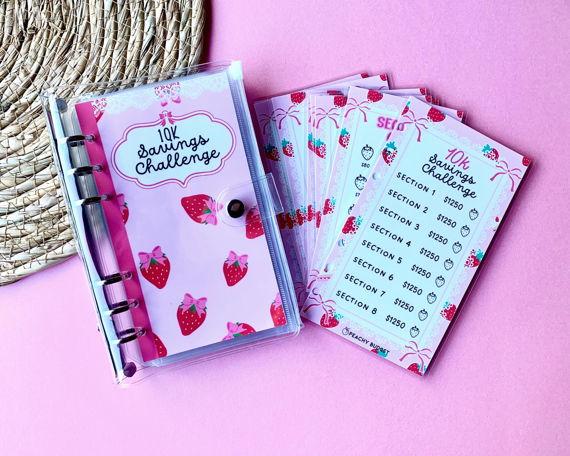 Strawberry Coquette 10K Savings Challenge Binder: Laminated Trackers - Etsy