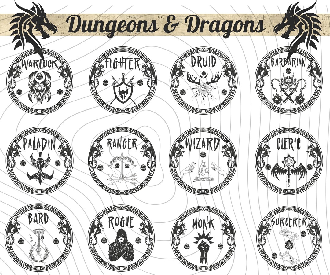 Dungeons and Dragons Classes Emblems 12 Amazing Designs, Dungeon Master ...