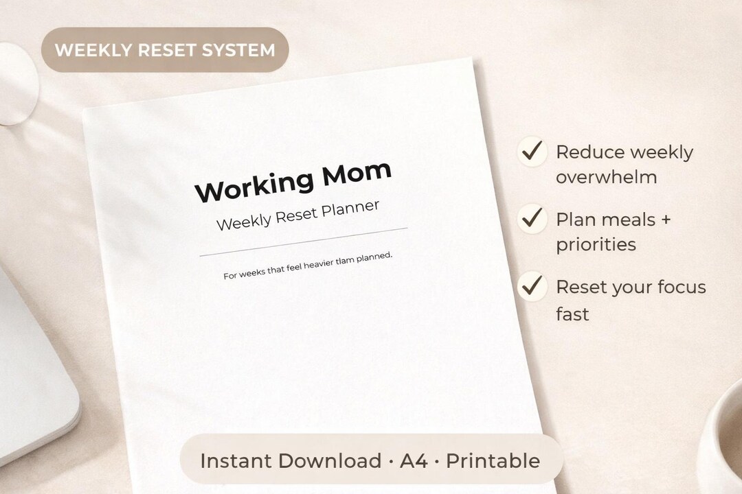 Working Mom Weekly Reset Planner | Printable Weekly Planner for Moms ...