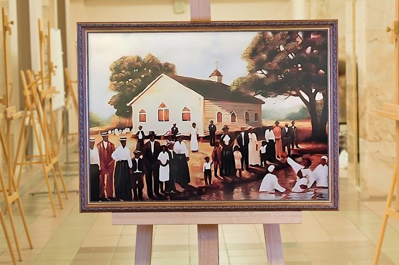 Getting Baptized Black Wall Art, Arthello Beck Jr Art, Black Religious ...