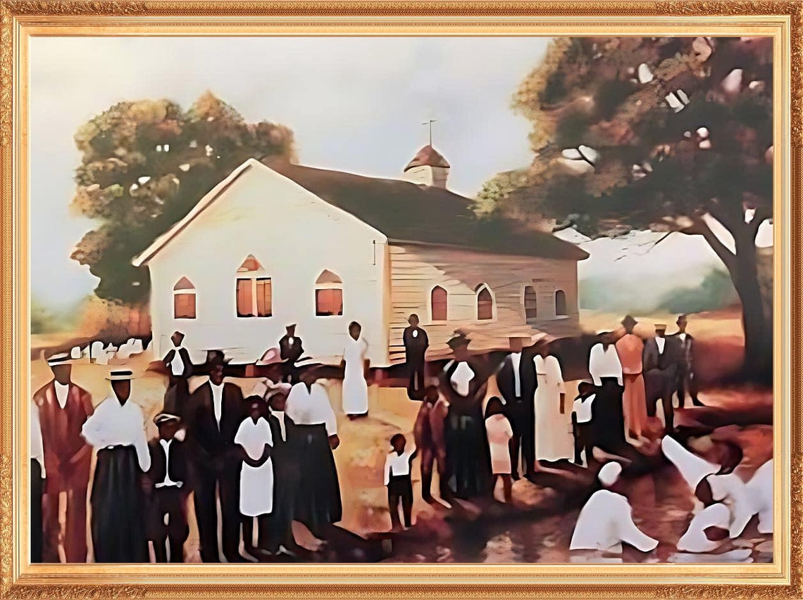 Getting Baptized Black Wall Art, Arthello Beck Jr Art, Black Religious ...