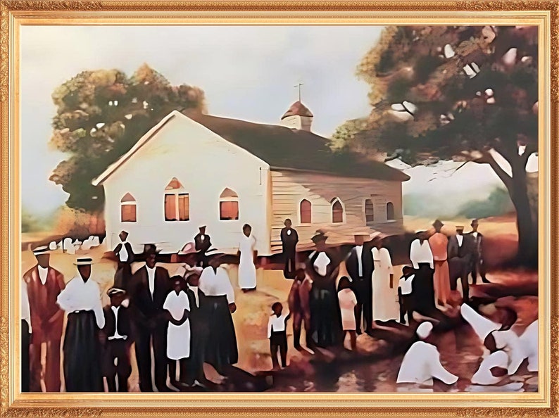 Getting Baptized Black Wall Art, Arthello Beck Jr Art, Black Religious ...