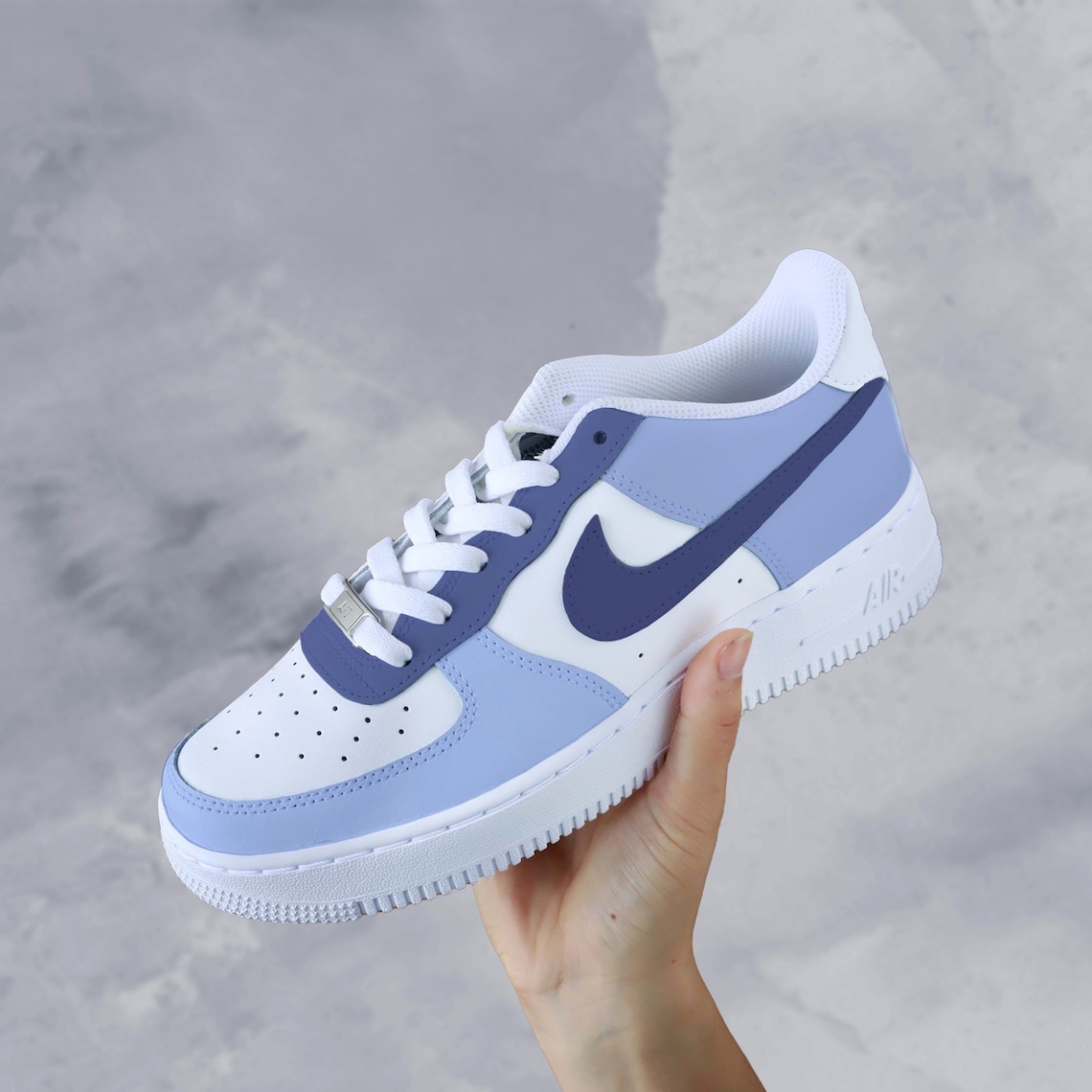 Air Force 1 'aqua Blue' Custom Sneakers, Pastel Shade, Navy Blue ...