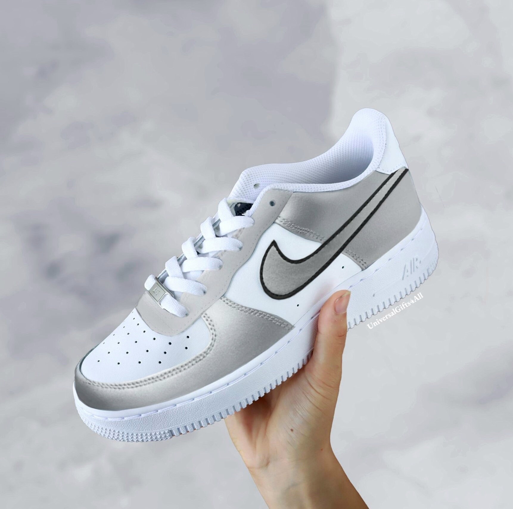 Air Force 1 'metallic Silver' Shiny Custom Sneakers, Fashion Trend 2024 ...