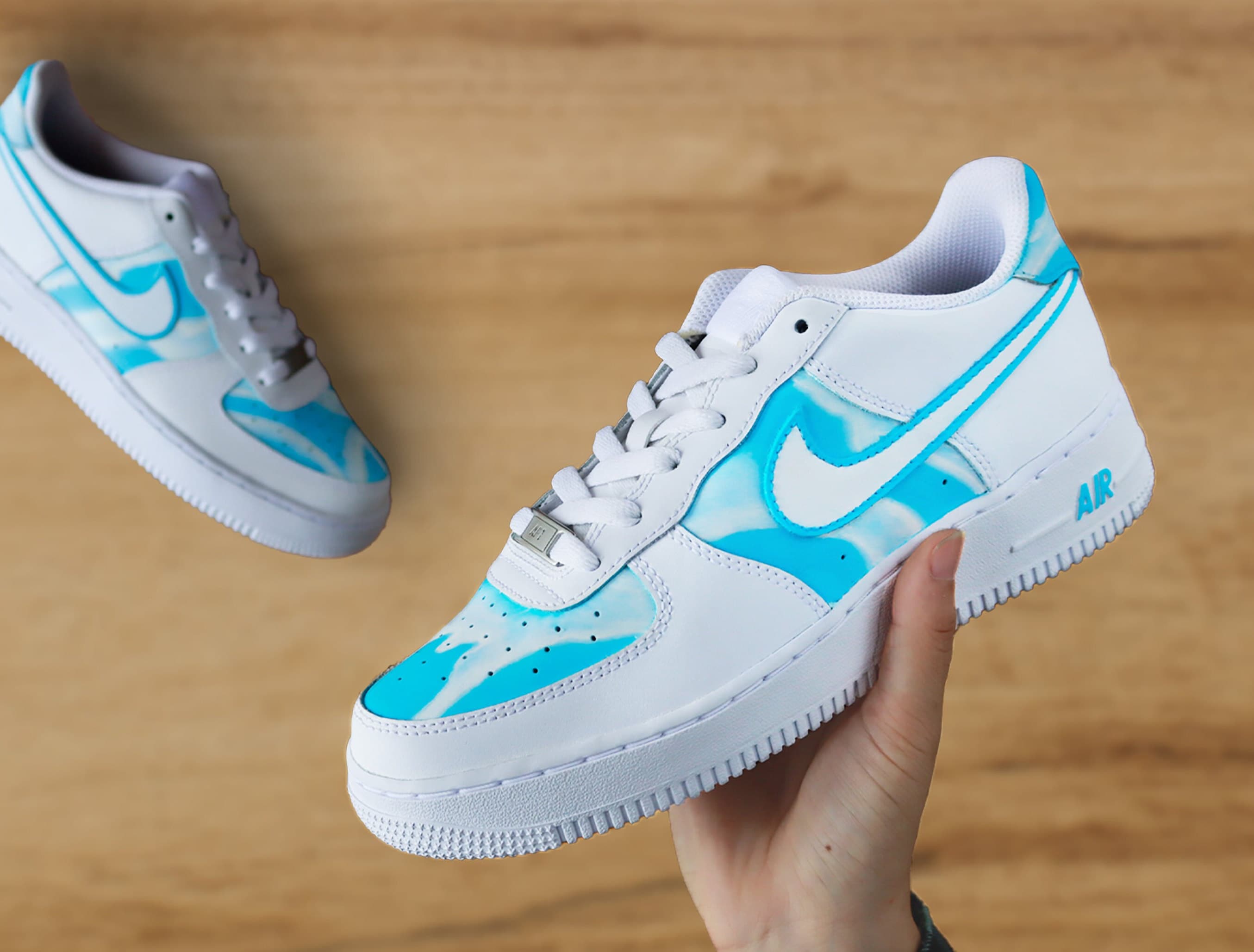 Nike Air Force 1 'vivid Sky Blue' Custom Sneakers, Baby Blue Color ...