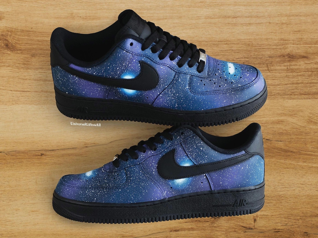 Custom Air Force 1 Galaxy Sneakers | Blue Purple Stars | Universe ...
