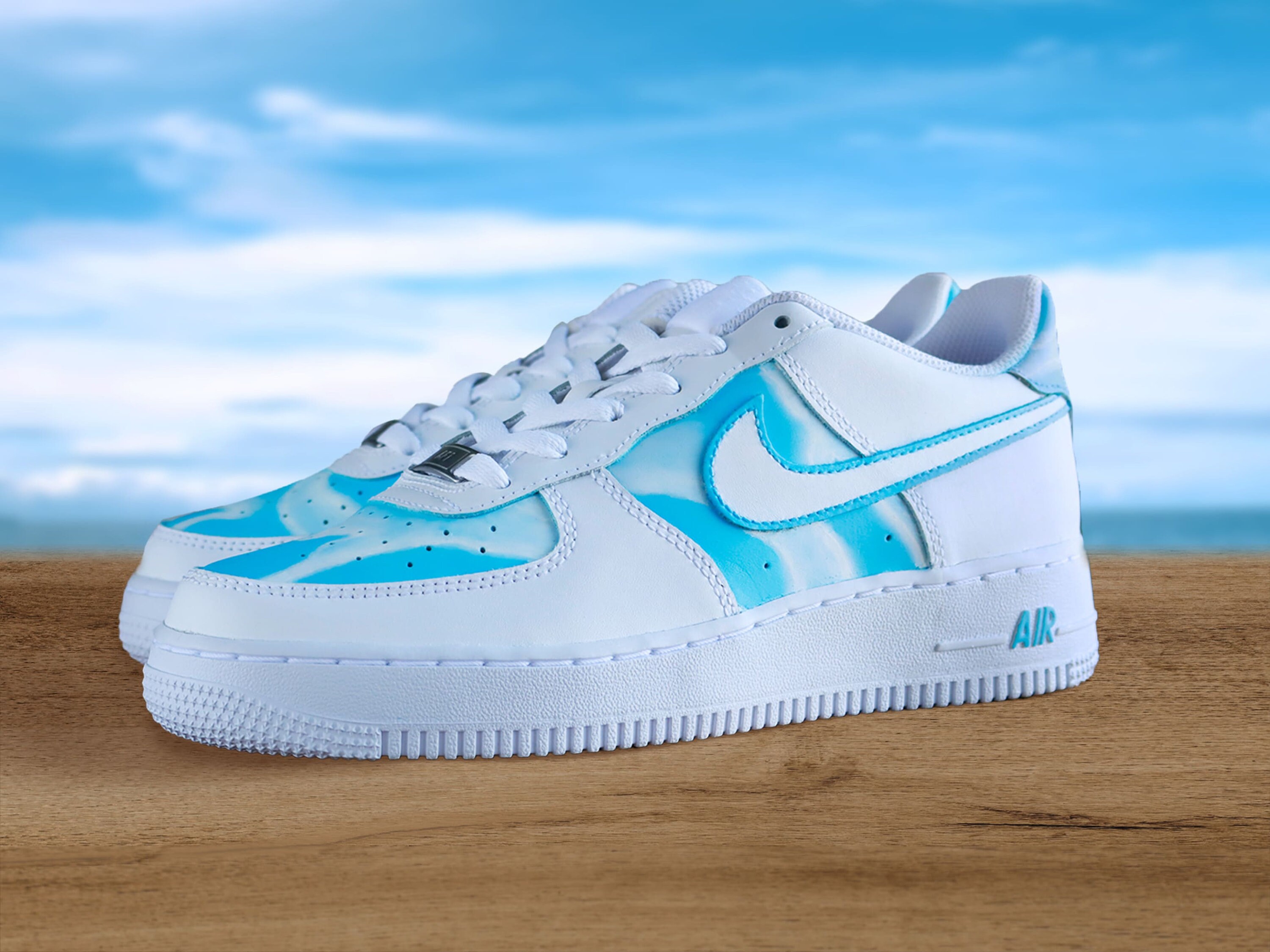 Nike Air Force 1 'vivid Sky Blue' Custom Sneakers, Baby Blue Color ...