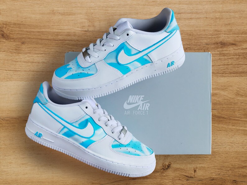 Nike Air Force 1 'vivid Sky Blue' Custom Sneakers, Baby Blue Color ...