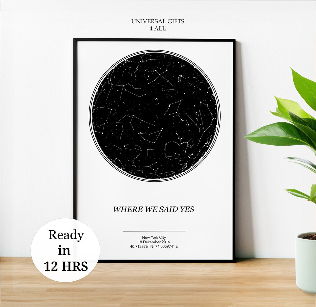 Digital Custom Star Map With Date and Location, Ultimate Wedding Gift ...