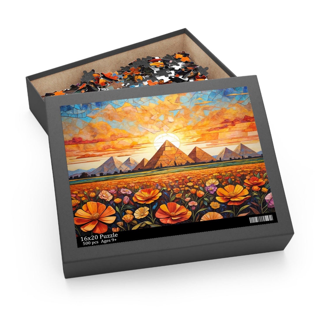 Jigsaw Puzzle | Flower Field & Pyramids | 500-piece Mosaic Acrylic ...