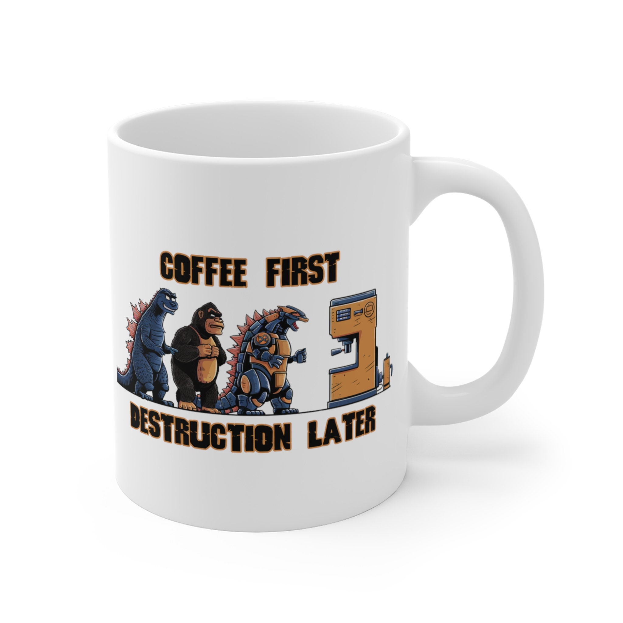 Godzilla Coffee Mug, Coffee First, Monsterverse Mug, Mechagodzilla ...