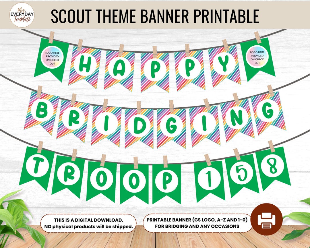 Girl Scouting Bridging Banner Printable Banting Rainbow Graduation ...