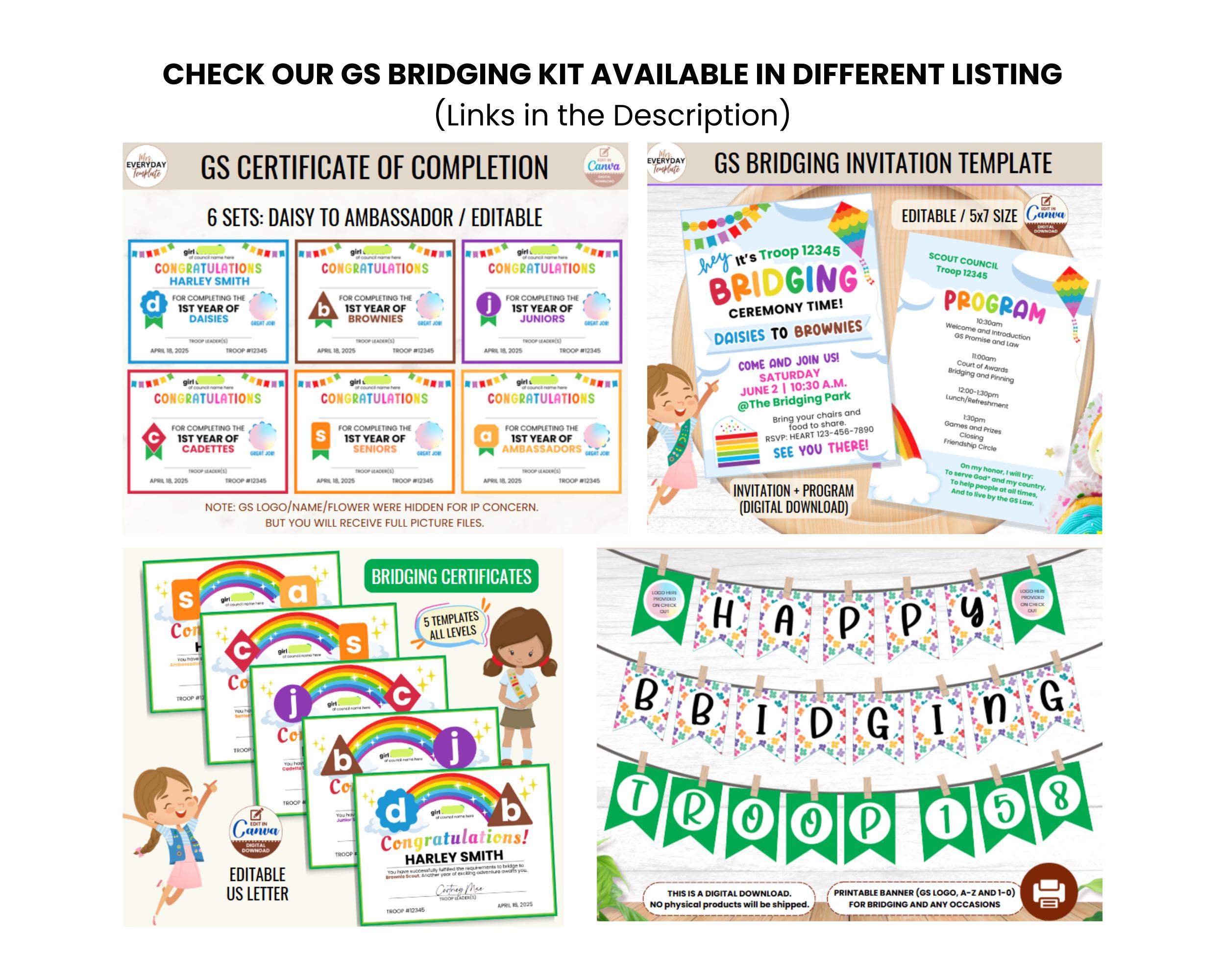Scout Bridging Invitation and Party Program Editable Template End of ...