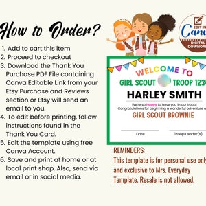 Editable Girl Scout Welcome Certificate Daisy to Ambassador, Welcome to ...