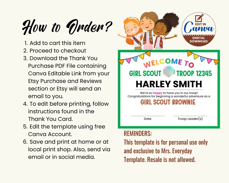 Editable Girl Scout Welcome Certificate Daisy to Ambassador, Welcome to ...