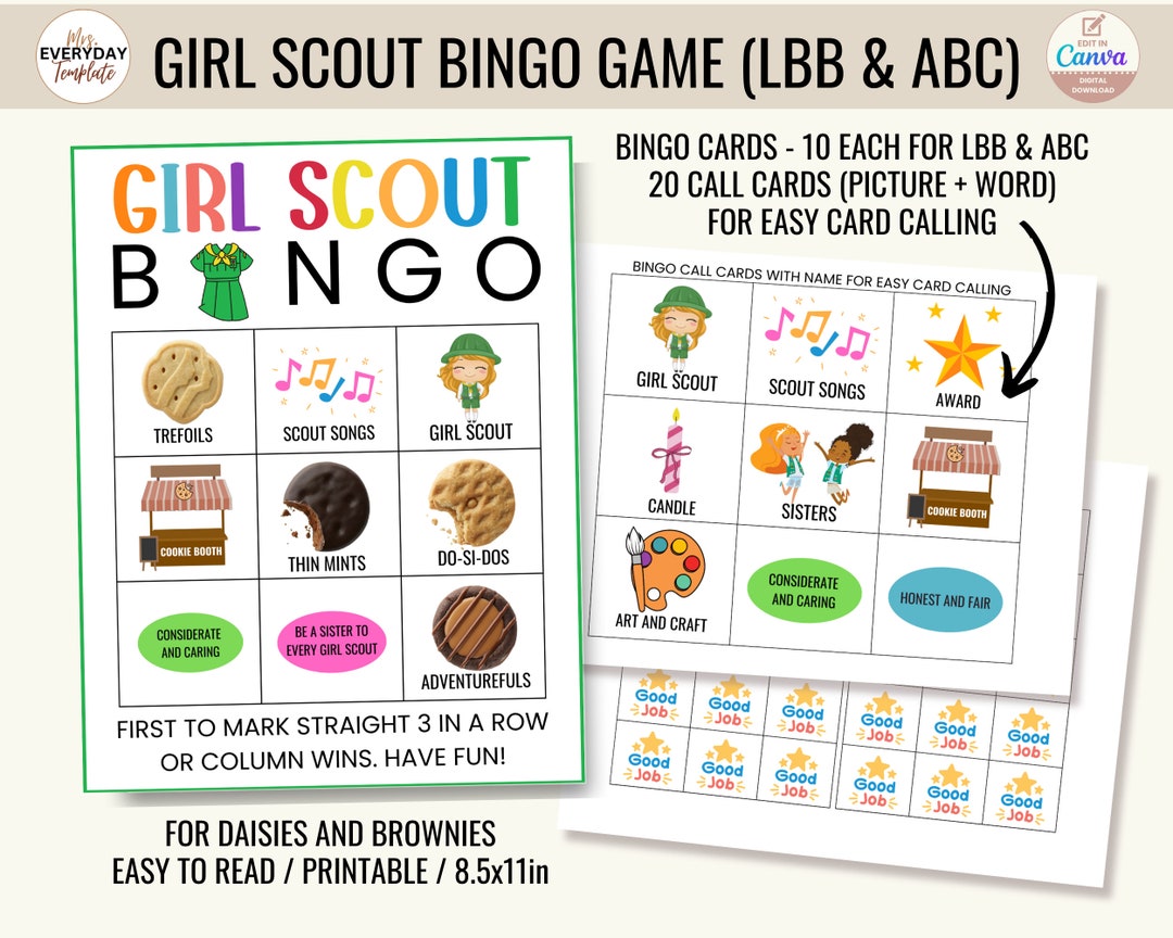 Girl Scout Cookies 2024 Bingo Game Printable With Marker & Call Cards ...