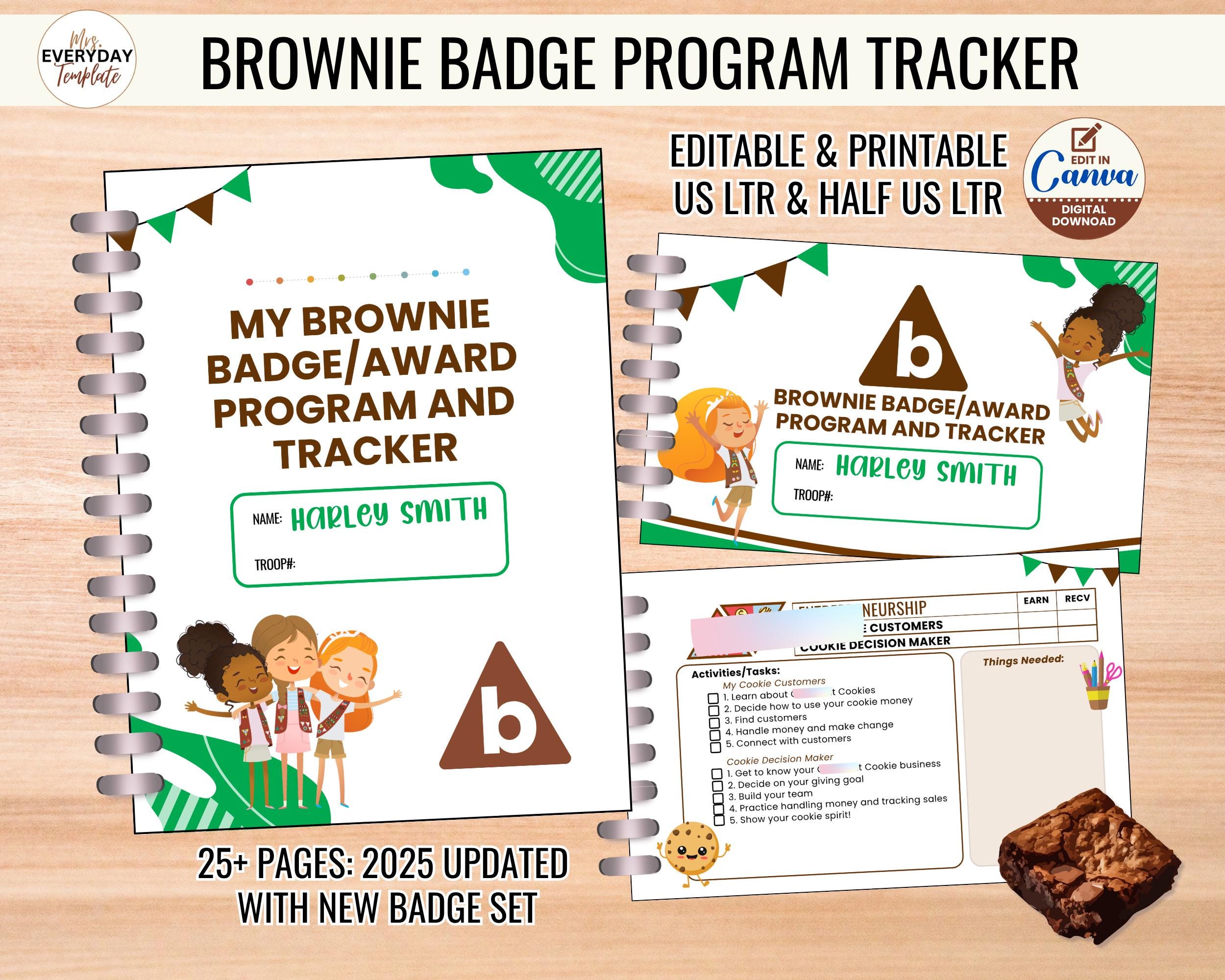 Personalize Brownie Scout Badge Tracker Editable Scout Badge Checklist ...