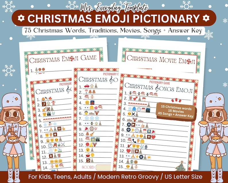 Christmas Emoji Pictionary Songs Movies Game for Kids Teens Adult ...