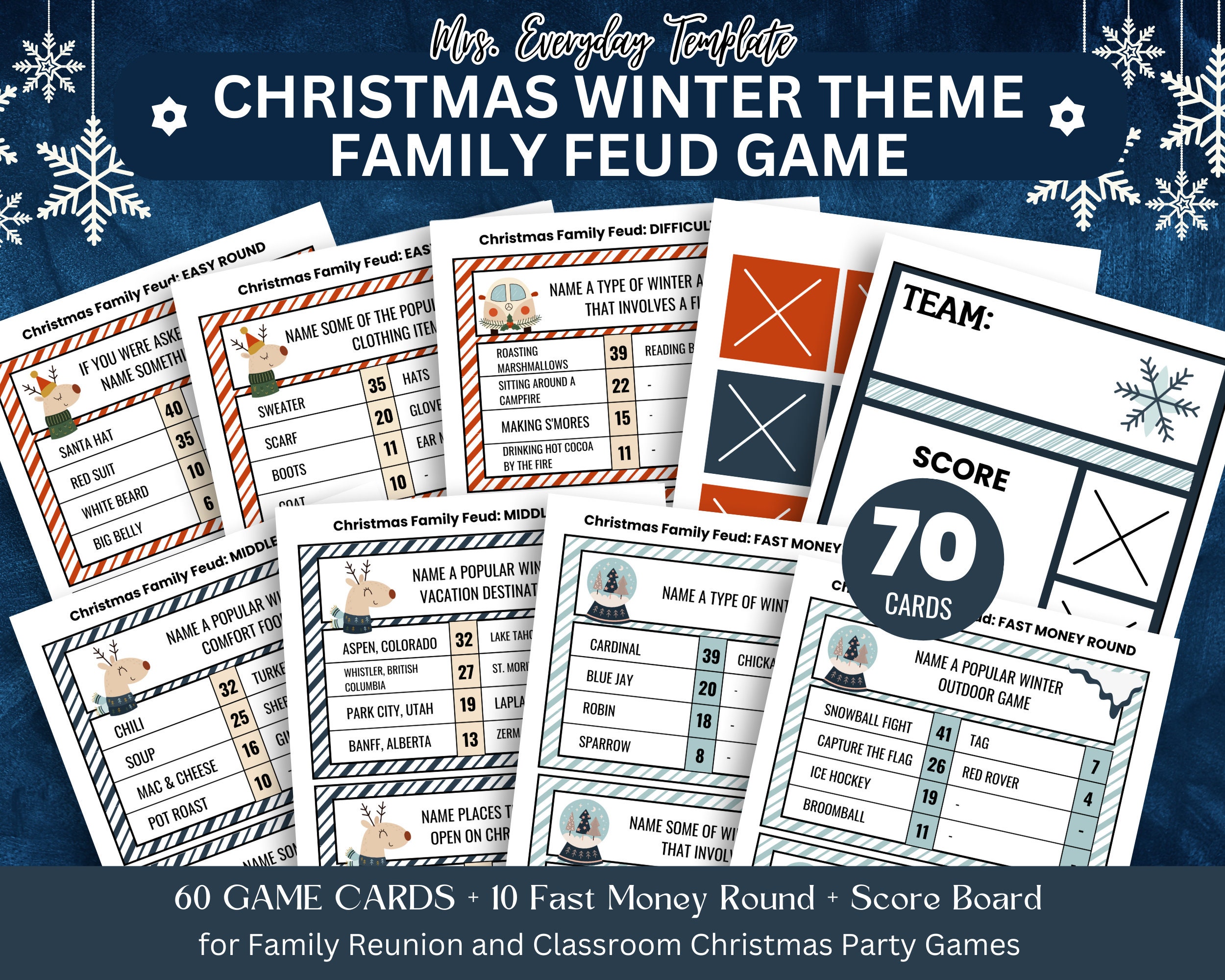 Christmas Winter Family Feud Game Printable Holiday Family - Etsy