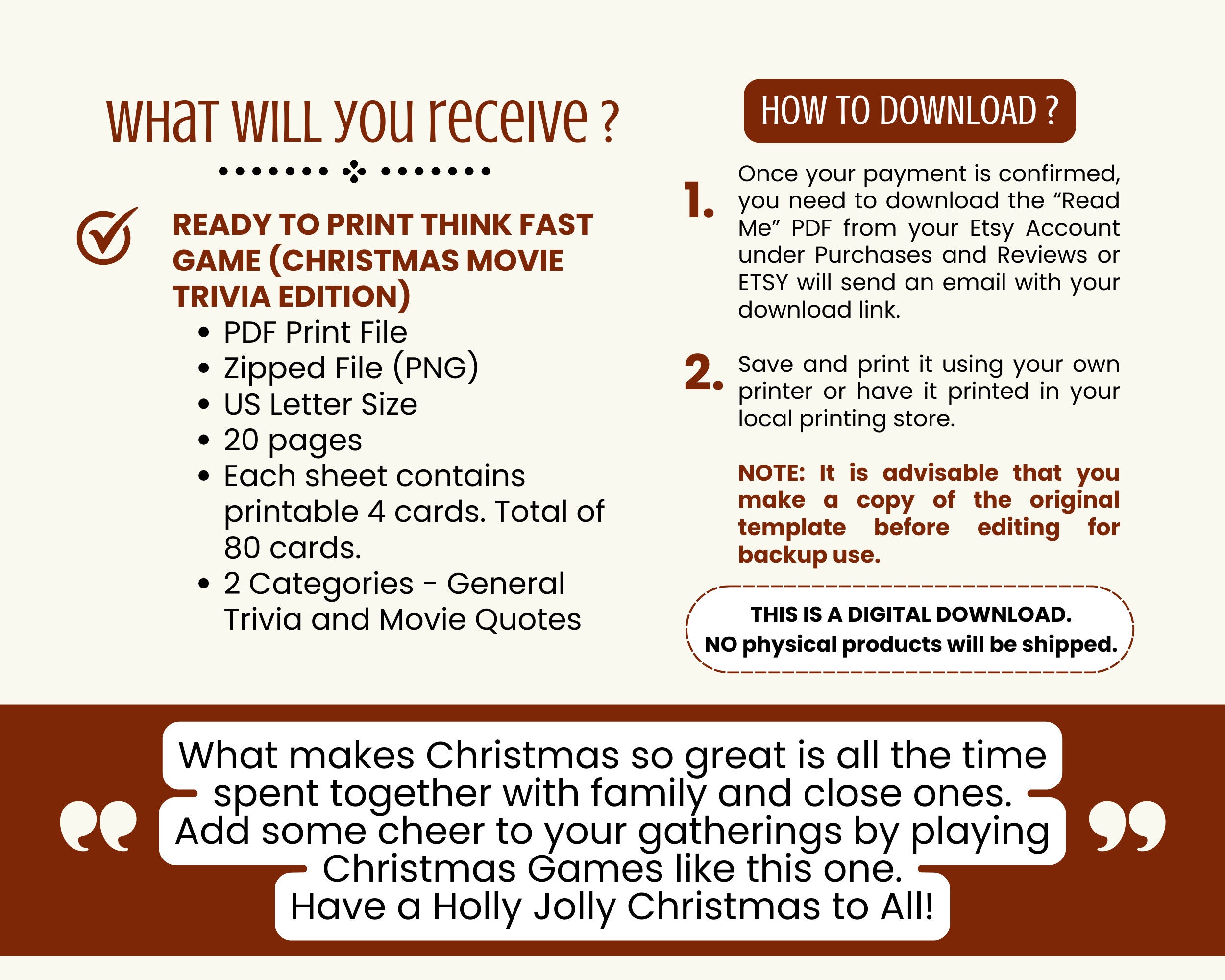 Christmas Movie Trivia Games Printable, Think Fast Game, Festive Trivia ...
