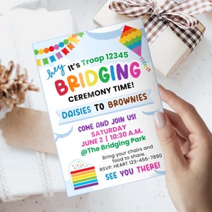 Scout Bridging Invitation + Party Program Editable Template Graduation ...