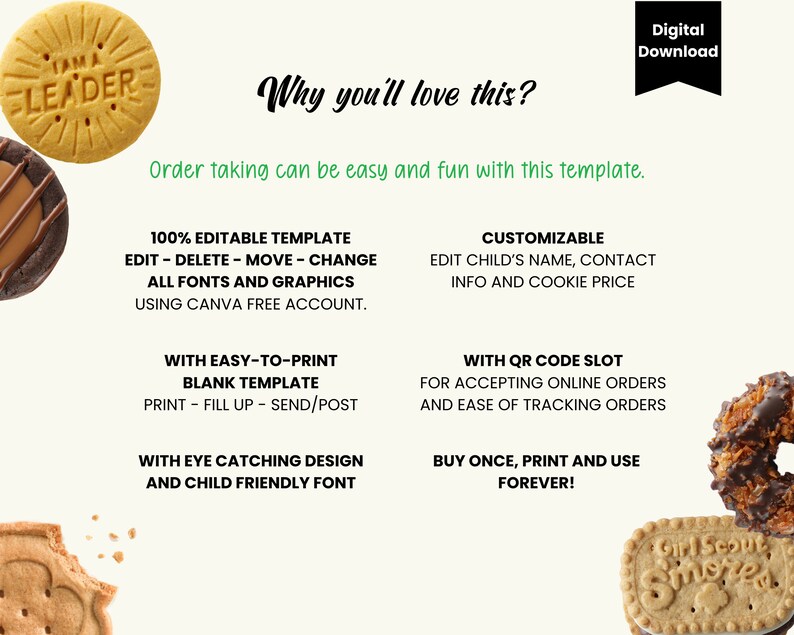 Editable Girl Scout Cookie Door Flyer 2024 for LBB Cookies Order Form ...