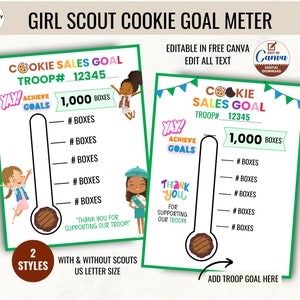Editable Girl Scout Cookie Sales Goal Chart Cookie Booth Display Sign ...