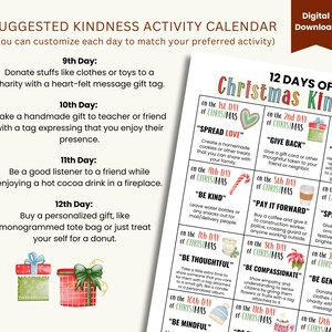 12 Days of Christmas Tags & Kindness Calendar Missionary Christmas ...