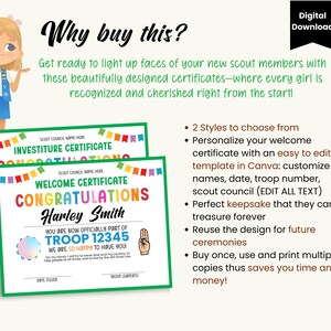 Custom Scout Certificate Welcome Daisy Scout Certificate of Investiture ...