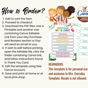 Editable Girl Scout Kaper Chart Template With Name Label, Girl Scout ...