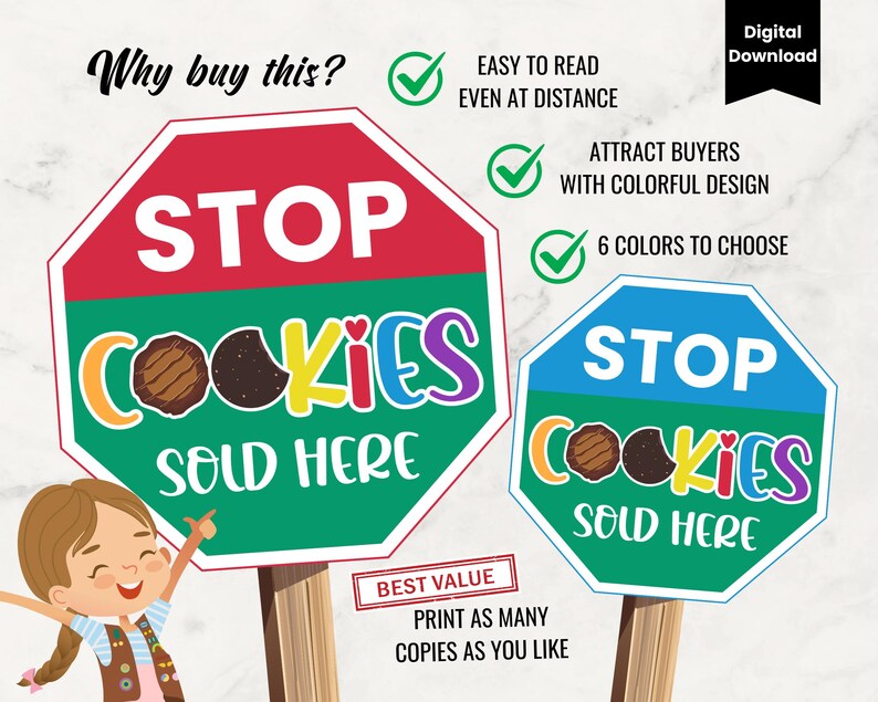 Scout Cookies Sold Here Poster Printable Cookie Booth Sign Stop for ...