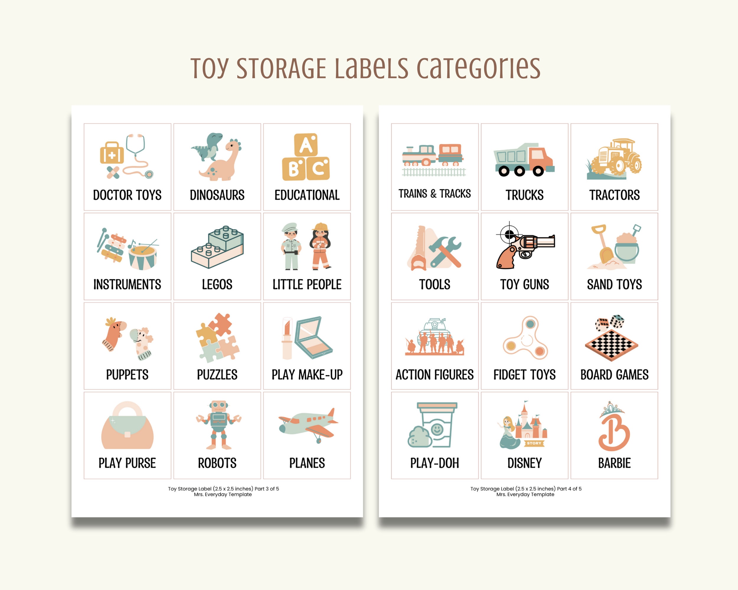 Printable Kids Toy Storage Labels, Editable Kids Toy Bin Labels ...