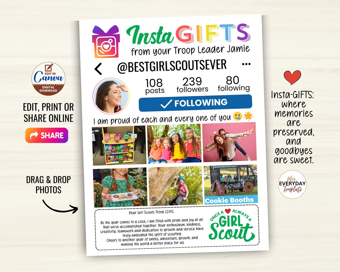 Girl Scout Gifts End of Year Troop Farewell Gift Bridging Ceremony ...