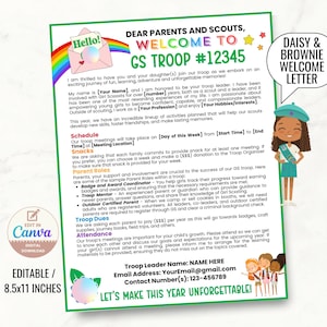 Editable Scout Welcome Letter to Parents & Scout, Personalized Scout ...