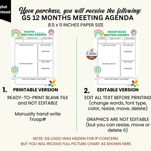 Editable Scout Meeting Agenda 12 Month Theme, Monthly Scout Meeting ...