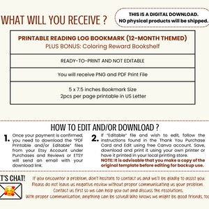 12 Month Reading Log Bookmark Printable Bookshelf Bookmark for Kids ...