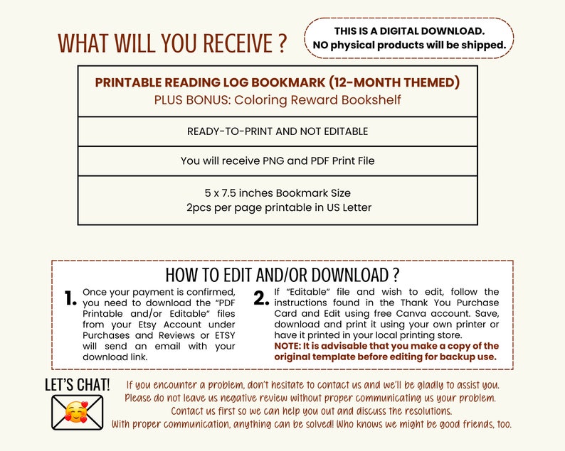 12 Month Reading Log Bookmark Printable Bookshelf Bookmark for Kids ...