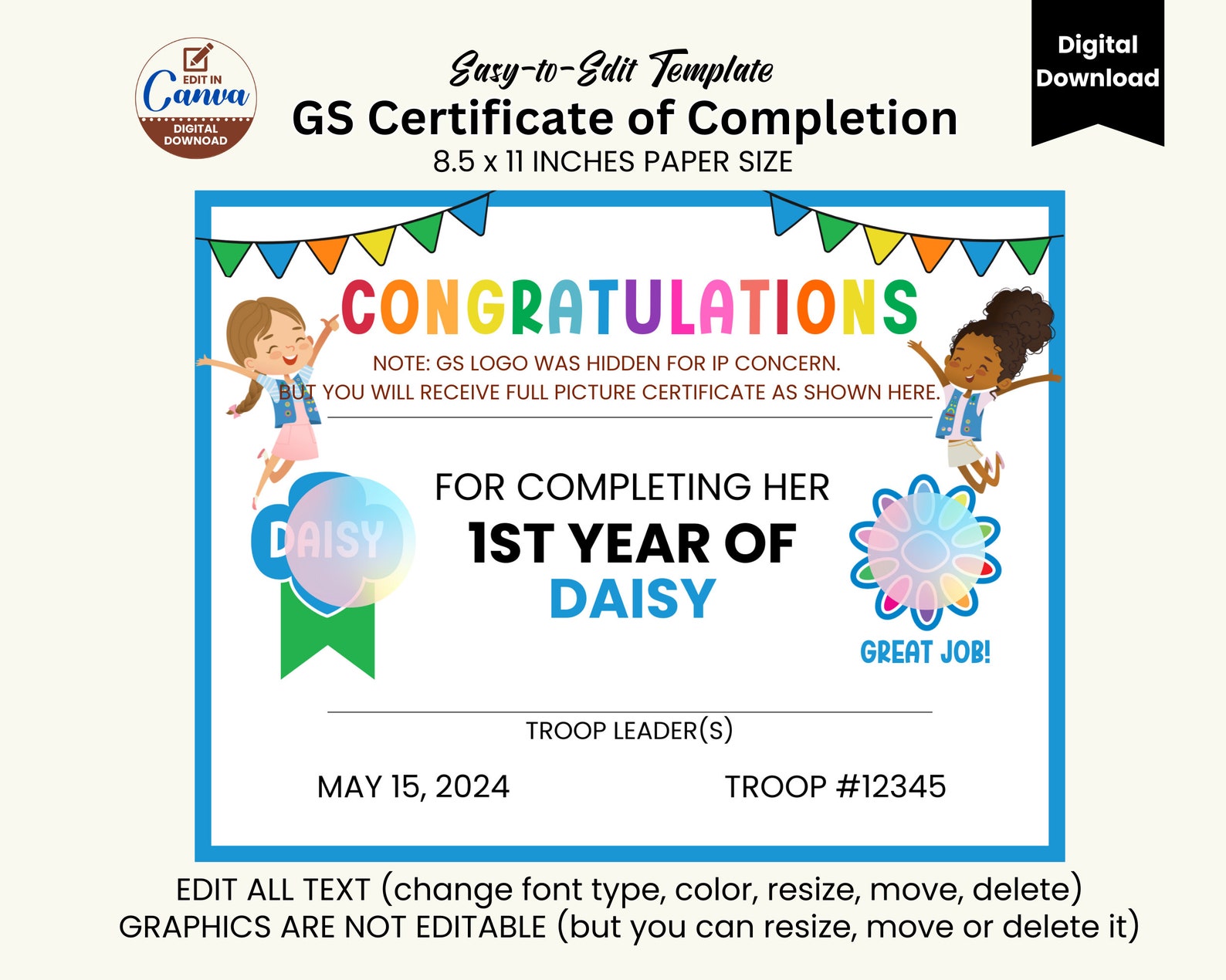 Editable Girl Scout Certificate of Completion From Daisy to Ambassador ...
