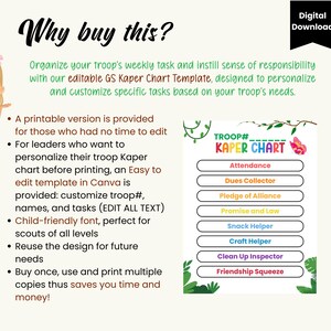 Editable Girl Scout Kaper Chart Template With Name Label, Girl Scout ...