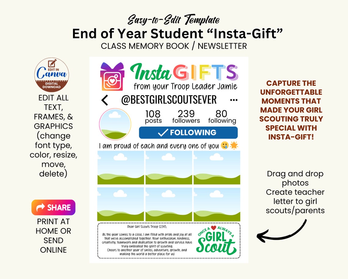 Girl Scout Gifts End of Year Troop Farewell Gift Bridging Ceremony ...
